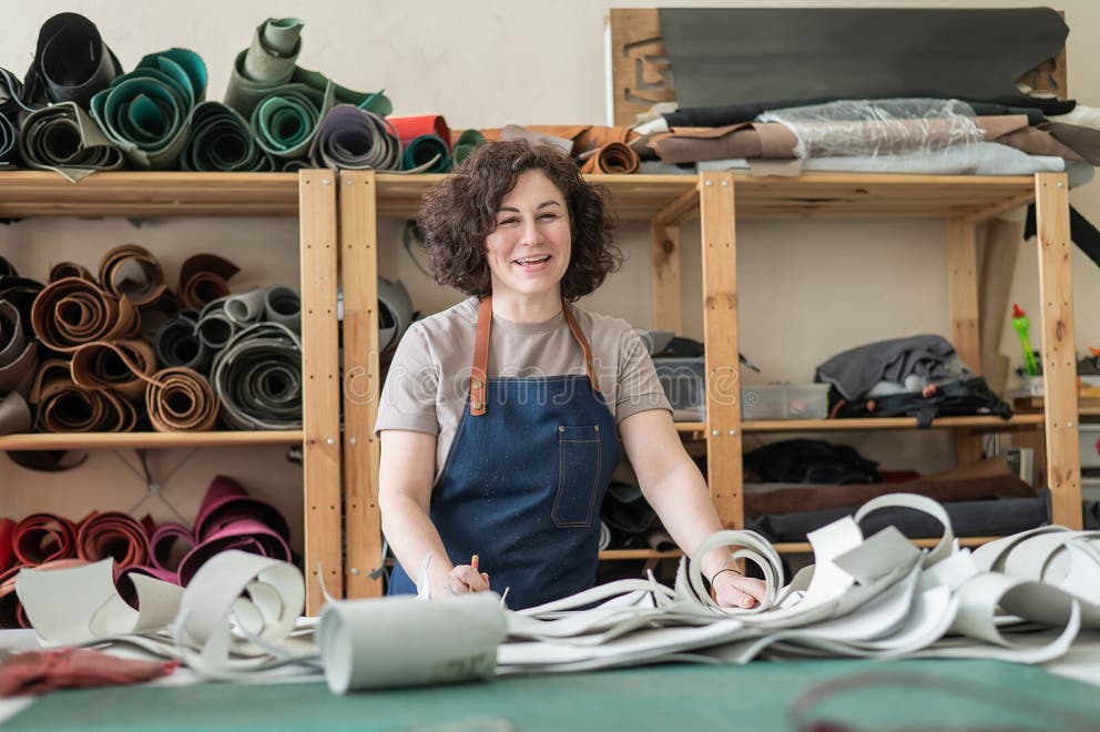 Woman Tanner at Work in the Workshop. Stock Photo - Image of handmade ...