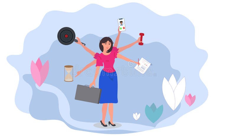 A Woman with Tasks To Complete, Doing Several Activities at the Same ...