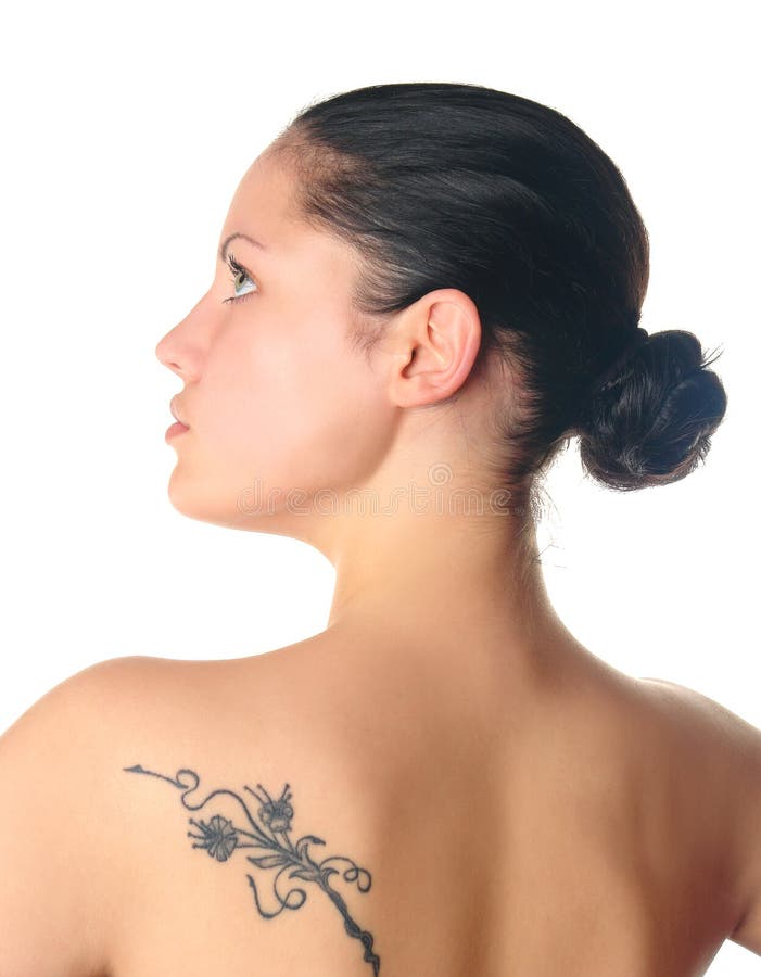 Woman with tattoo profile stock image. Image of white - 14261009