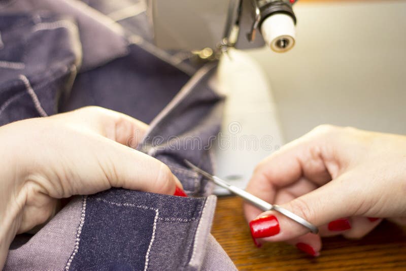 Woman Taylor is Working on a Sewing Machine Stock Photo - Image of girl ...