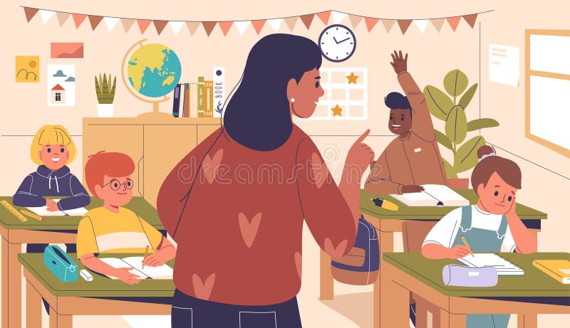 Elementary Students Studying Clip Art