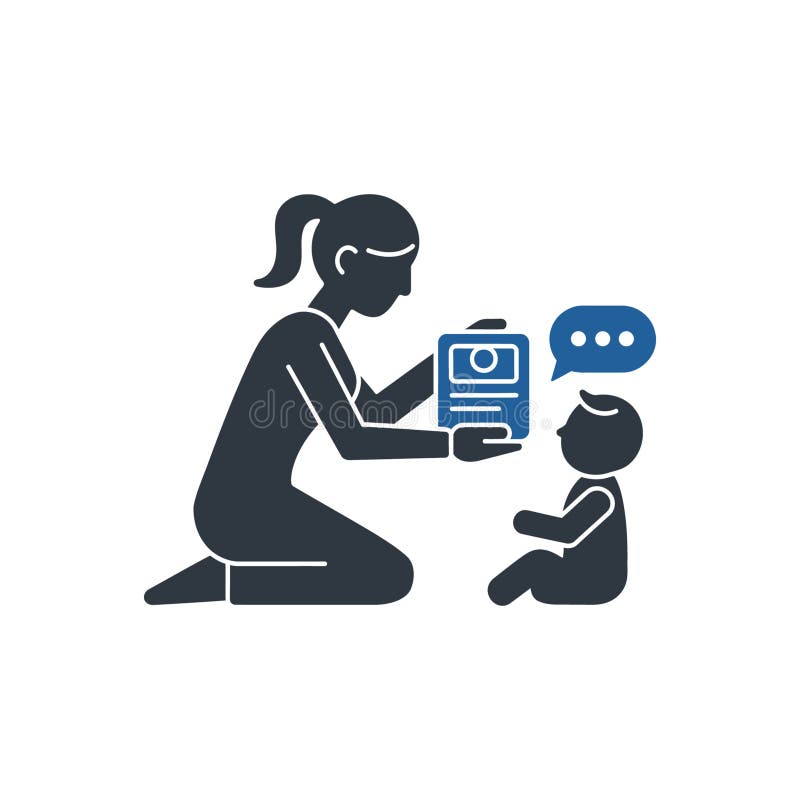 Woman Teaching Child Lesson Icon Stock Vector - Illustration of icon ...