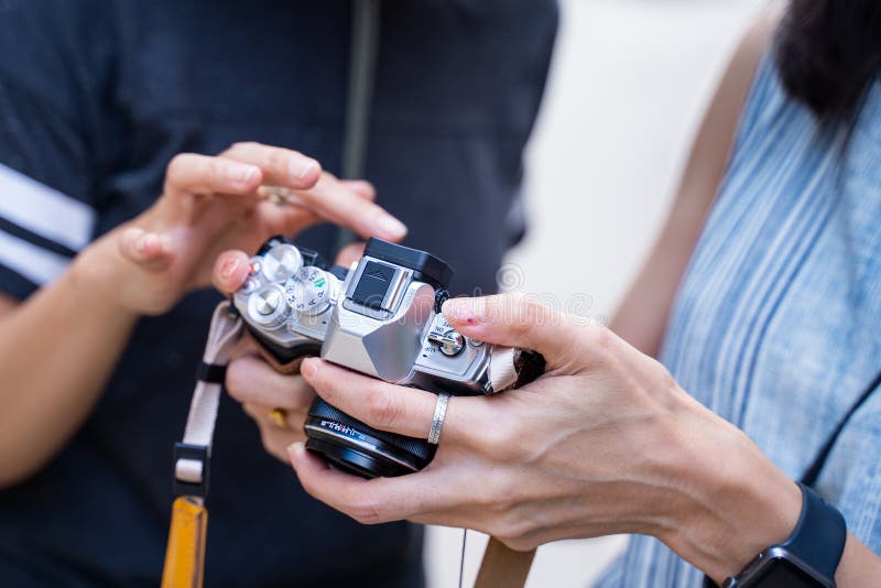 Woman Teaching How To Use Camera Stock Image - Image of photographer ...