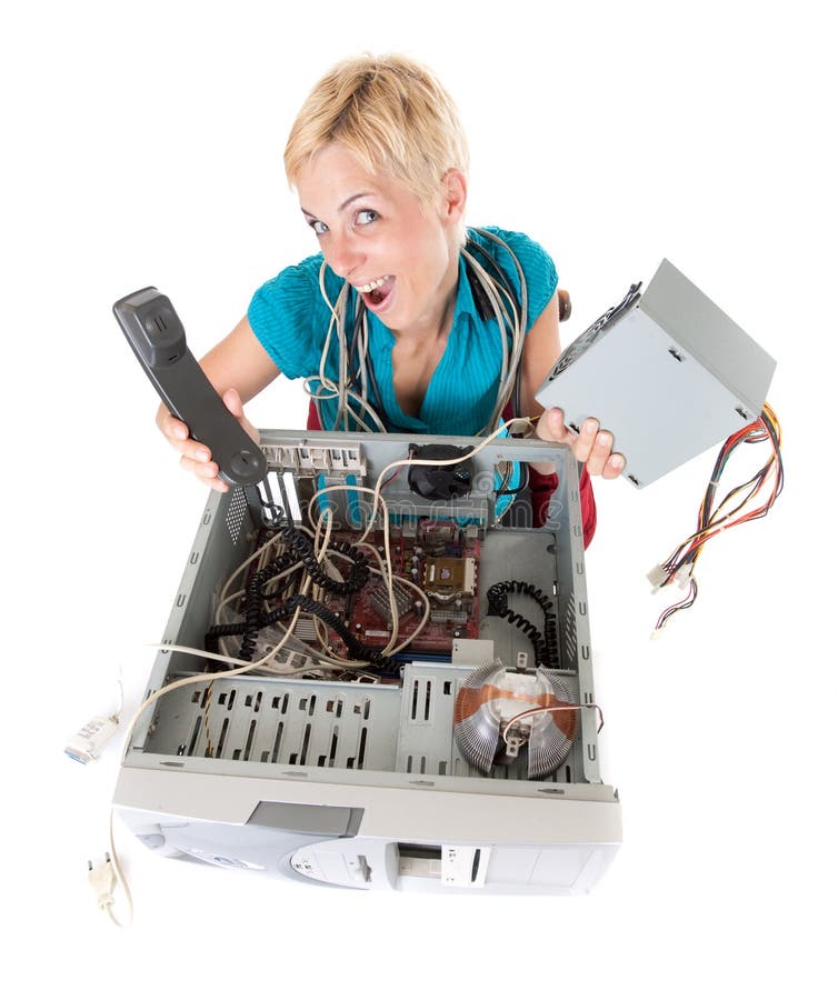 Woman technology panic stock image. Image of computer - 9789641