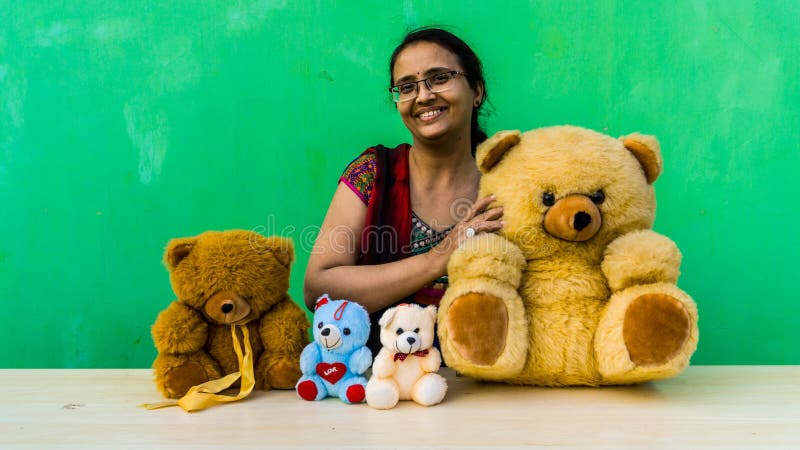 Woman with teddy bears stock photo. Image of happy, childhood - 171233718
