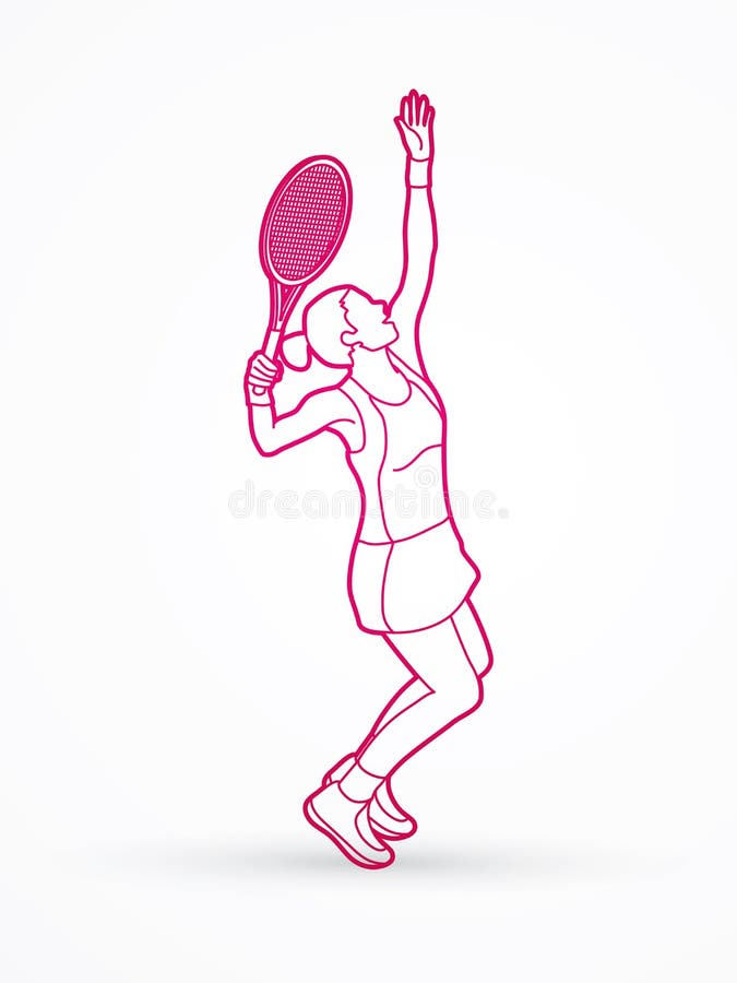 Woman tennis player serve stock vector. Illustration of club - 85593143