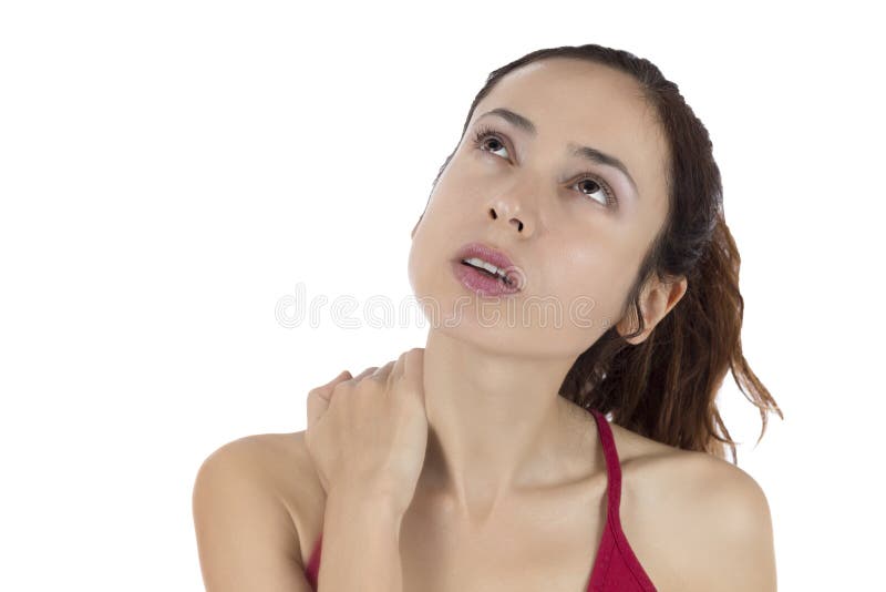 Woman Holding Her Tense Neck Stock Photos - Free & Royalty-Free Stock ...