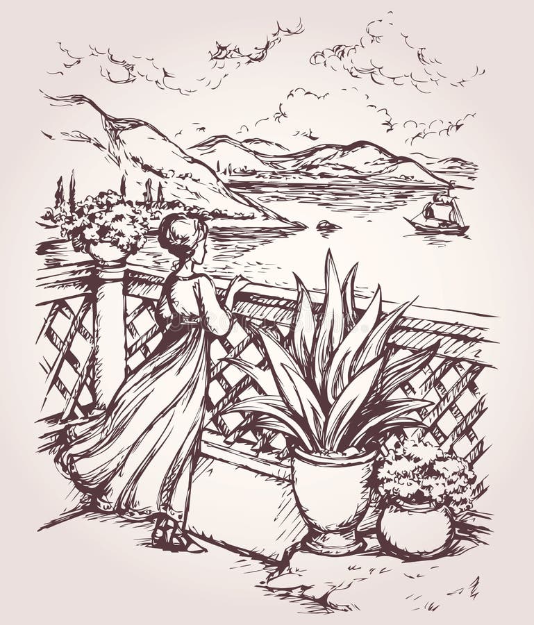 Terrace Woman Stock Illustrations – 1,320 Terrace Woman Stock ...