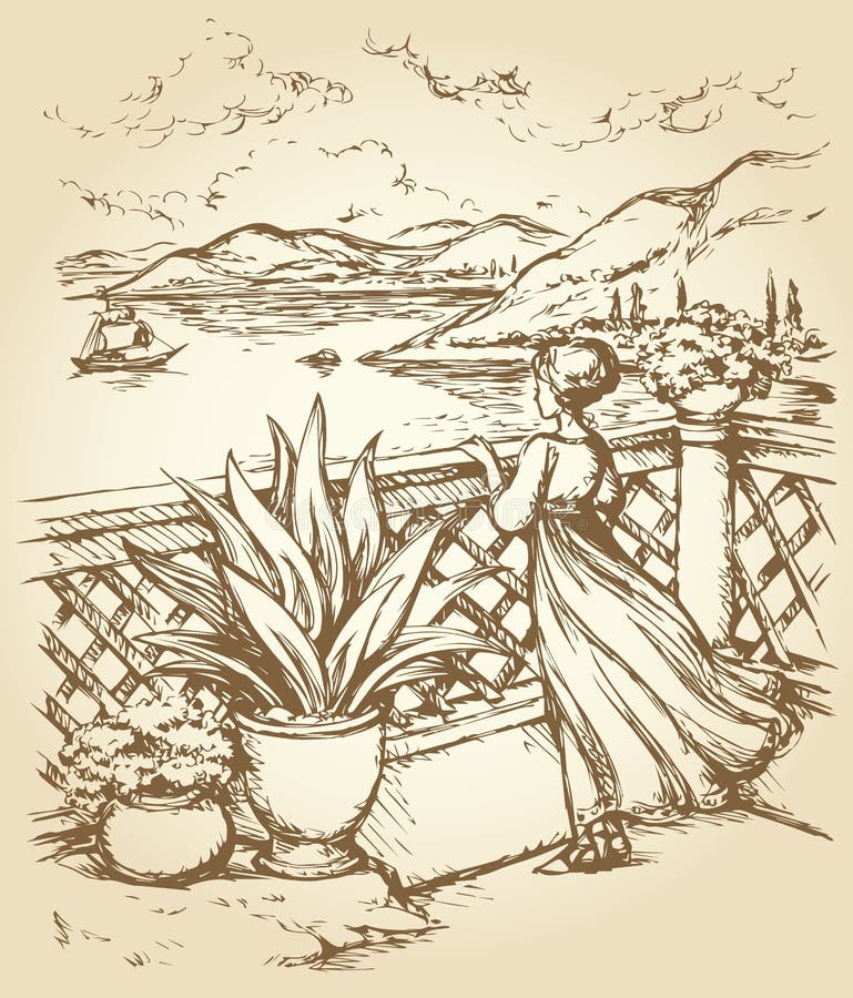 Terrace Woman Stock Illustrations – 1,320 Terrace Woman Stock ...