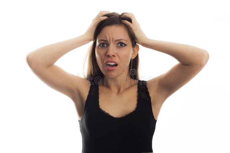 Woman is terrified stock photo. Image of girl, beautiful - 64416996