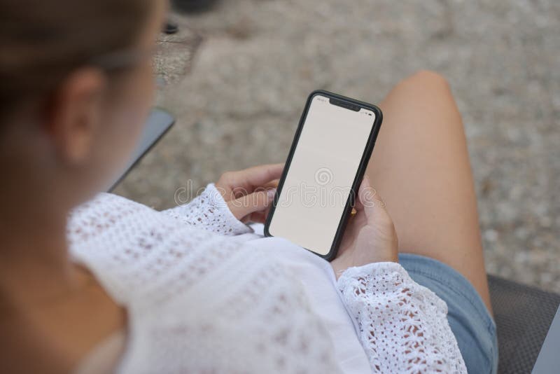 Woman Text Messaging on Mobile Phone Stock Photo - Image of eyeglasses ...