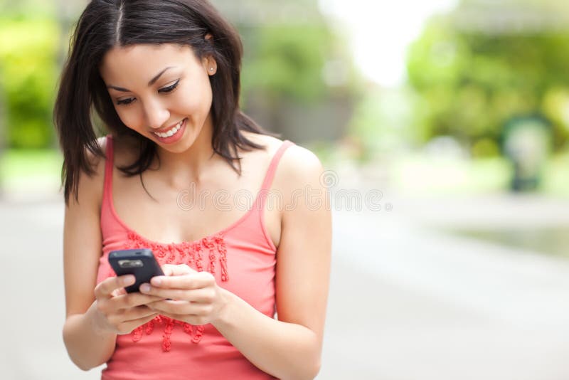 Woman texting stock image. Image of ethnicity, pretty - 14835925