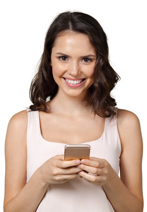 Woman Texting with Her Phone Stock Photo - Image of cellphone, happy ...