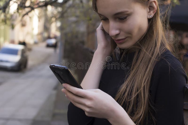 Woman Texting Message on the Smartphone Stock Image - Image of happy ...
