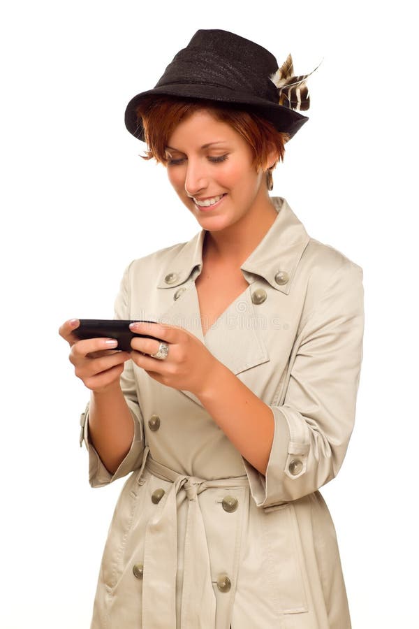 Woman Texting on Smart Phone on White Stock Image - Image of female ...