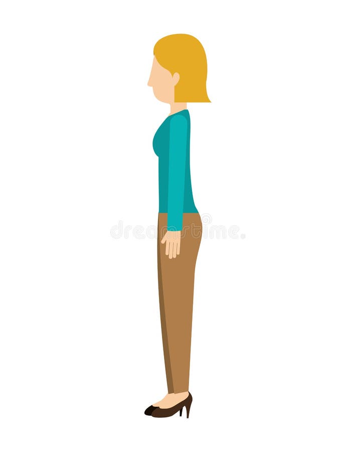 Woman Thin Standing with Left Profile Blond Stock Vector - Illustration ...