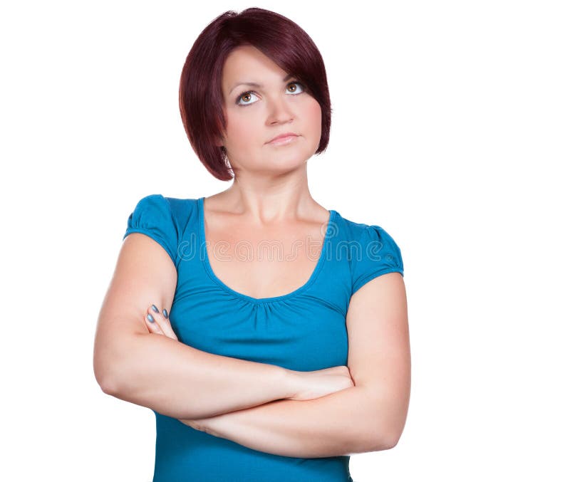 Woman Think about Different Things Stock Photo - Image of portrait ...