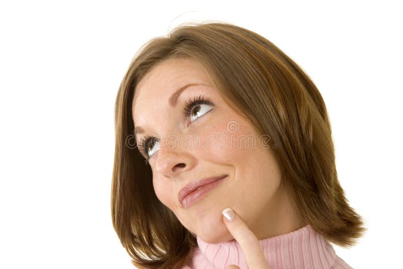 Woman Thinking stock photo. Image of young, thinking, brunette - 1437058