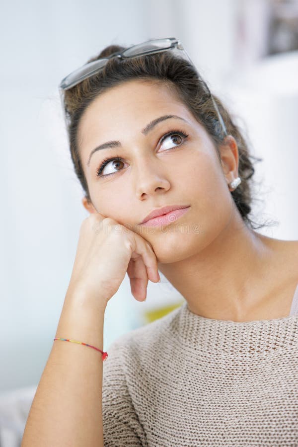 Woman thinking stock photo. Image of young, indoor, adult - 27115672