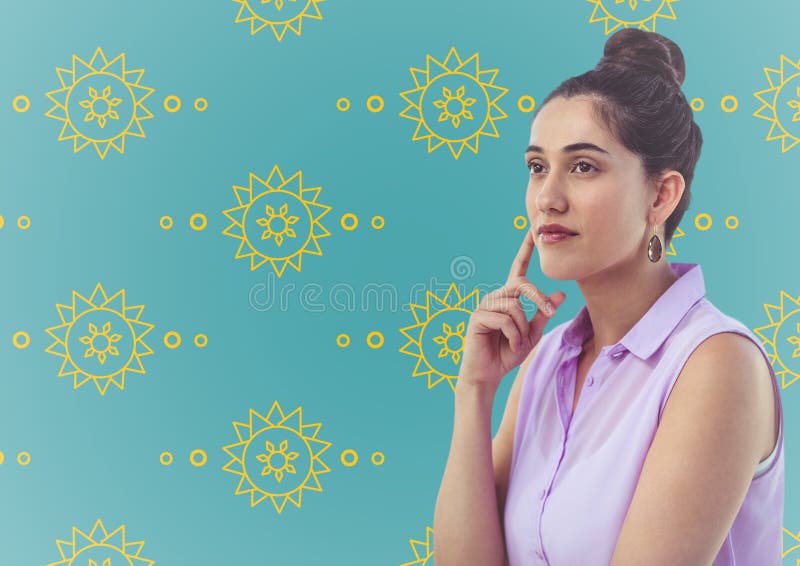 Man Thinking with Blue Thatched Question Marks Stock Illustration ...