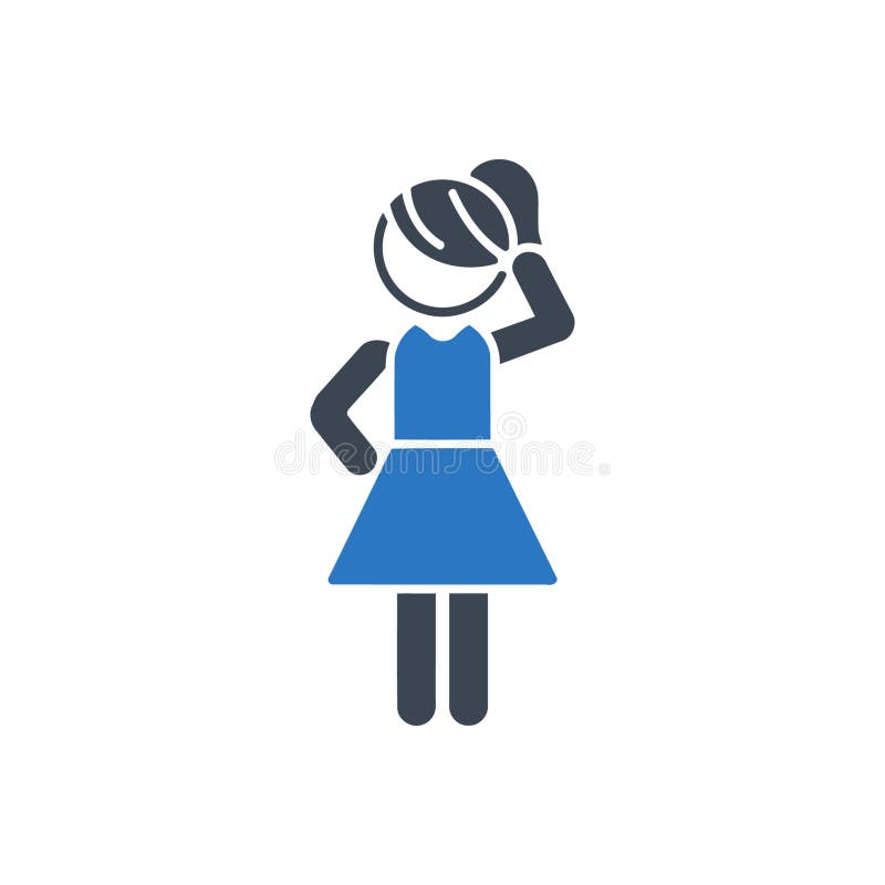 Woman Thinking in Blue Dress Icon Stock Vector - Illustration of ...
