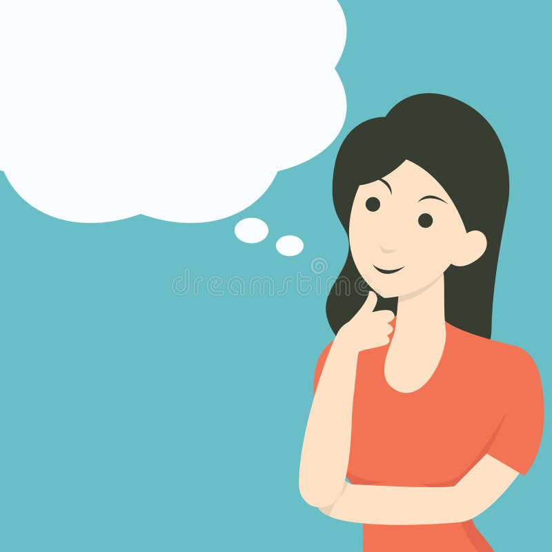 Woman thinking stock vector. Illustration of girl, positive - 48762568