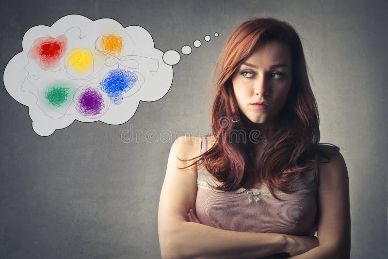 Woman thinking colors stock image. Image of female, fashion - 37012327