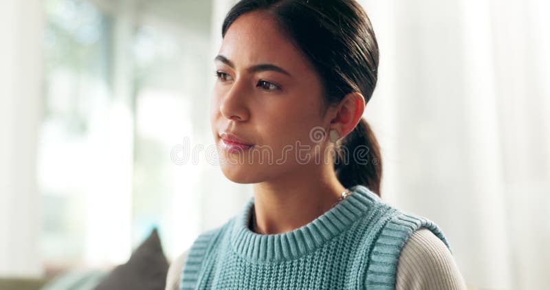 Woman, Thinking and Dream with Ideas for Mindfulness at Home, Future or ...