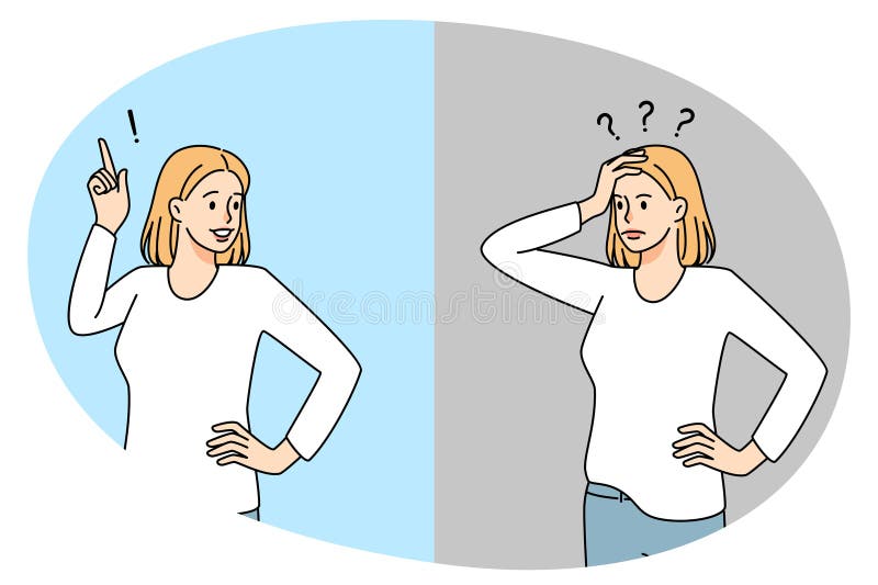 Woman Thinking and Finding Solution Stock Illustration - Illustration ...