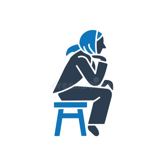 Woman Thinking Icon stock vector. Illustration of focus - 375316778