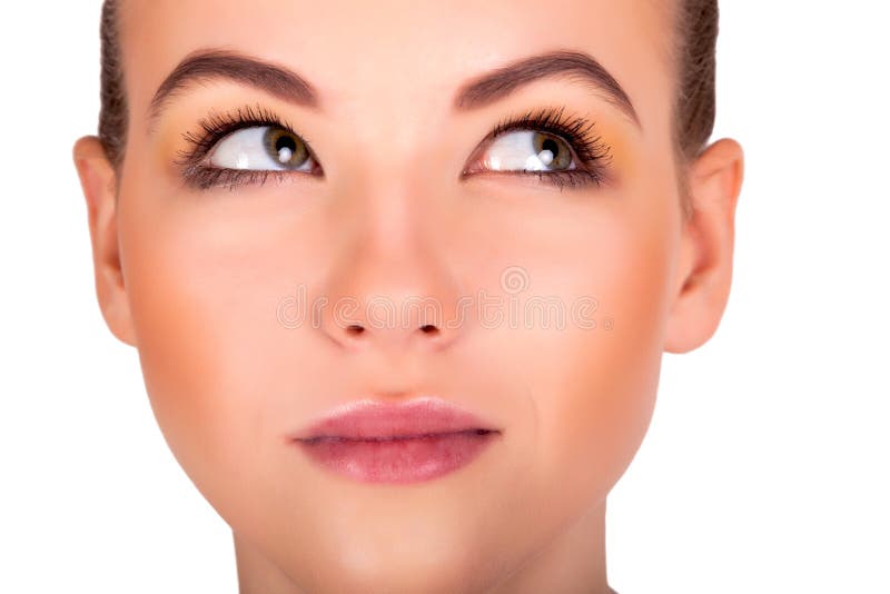 Woman Thinking and Looking Up Stock Image - Image of face, cute: 39987143