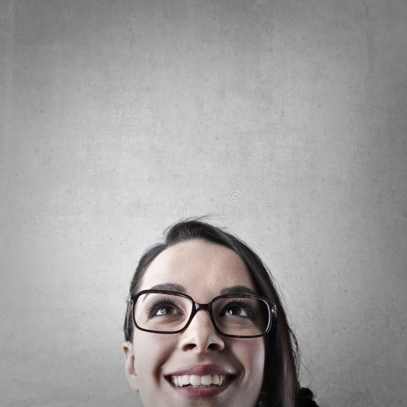 Woman thinking really hard stock image. Image of draw - 35806667