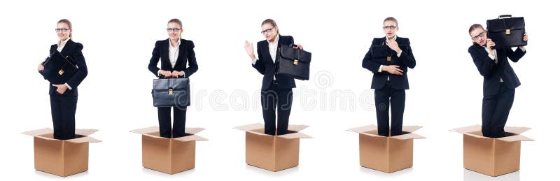 The Woman in Thinking Out of Box Concept Stock Photo - Image of builder ...