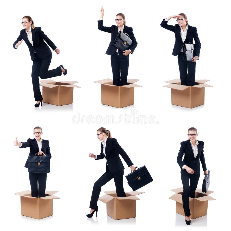 The Woman in Thinking Out of Box Concept Stock Image - Image of ...