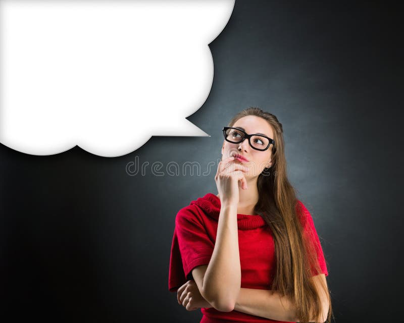 Woman is thinking about stock image. Image of imagine - 46286011