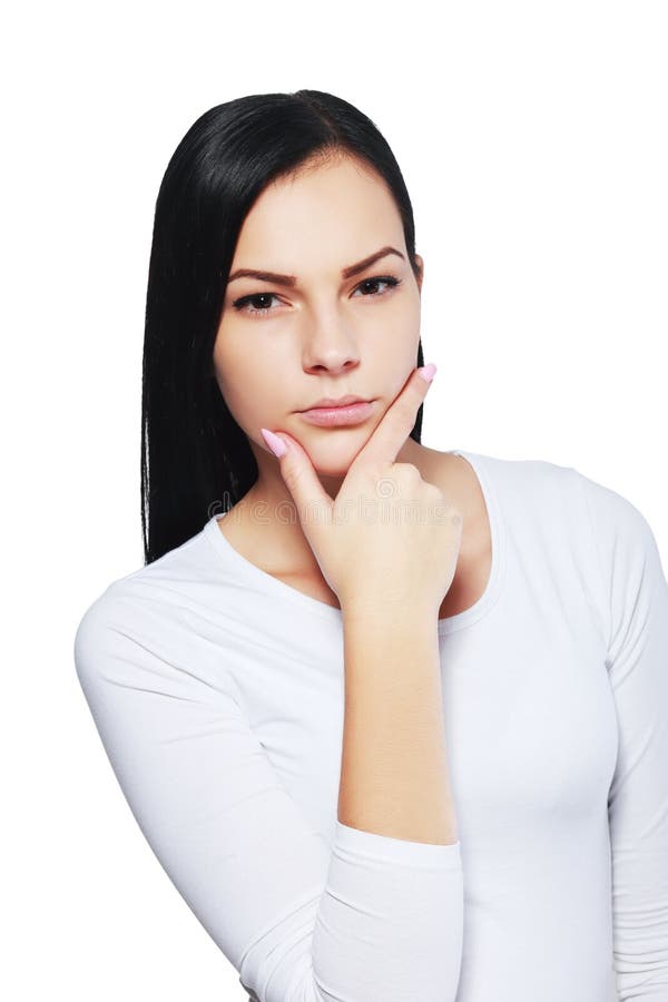 Woman thinking stock photo. Image of person, thoughtful - 62377720