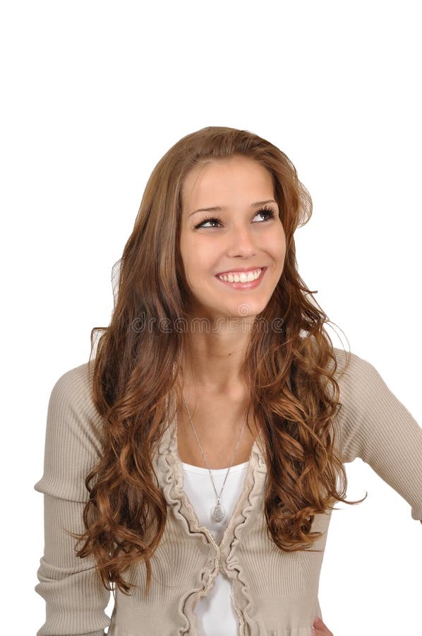 Woman is thinking positive stock image. Image of likable - 20386939