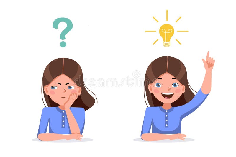Woman Thinking, Question and Solution. Idea Stock Vector - Illustration ...