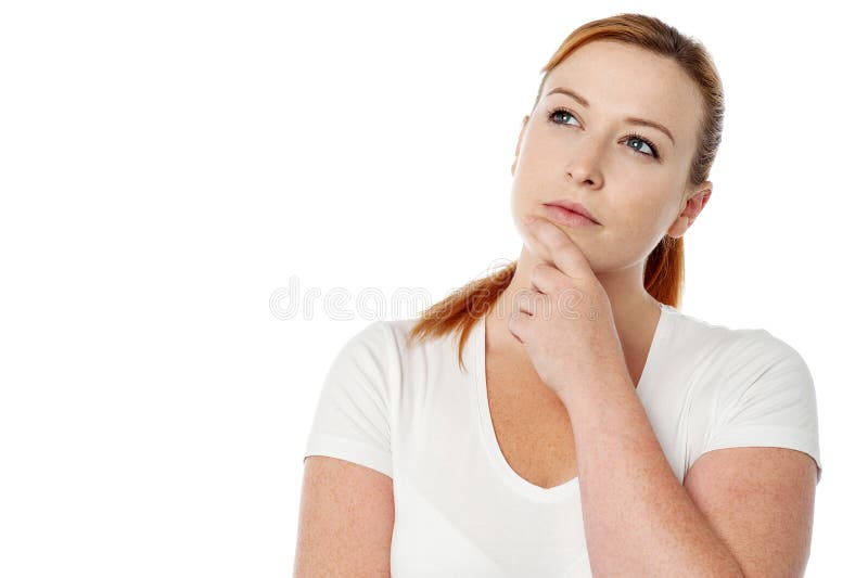 Woman Thinking of a Solution To a Problem Stock Image - Image of ...