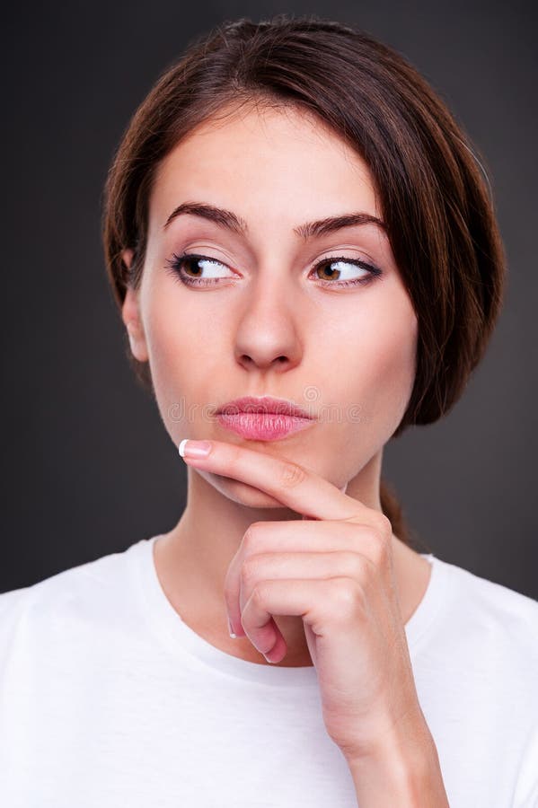 Woman Thinking about Something Stock Photo - Image of adult, earnest ...