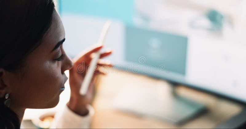 Woman, Thinking and Working at Desk for Problem Solving, Solution and ...