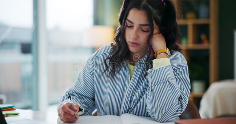 Woman, Thinking and Writing in Book for Study, University and School ...