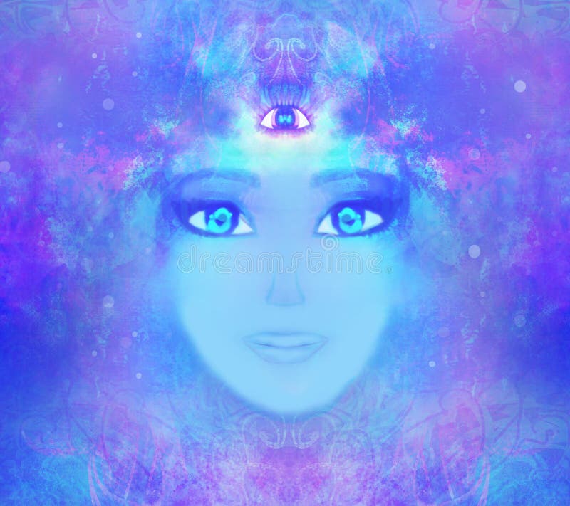 Woman with Third Eye, Psychic Supernatural Senses Stock Illustration ...