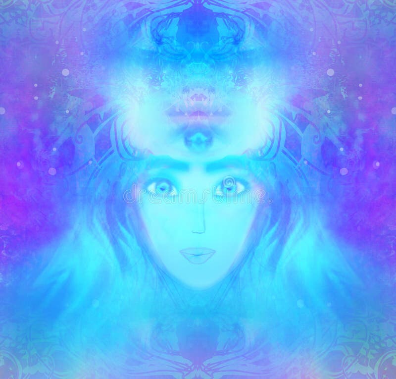 Woman with Third Eye, Psychic Supernatural Senses Stock Illustration ...
