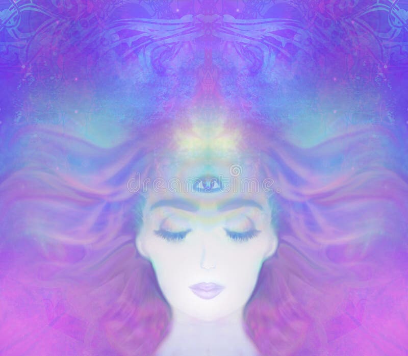 Woman with Third Eye, Psychic Supernatural Senses Stock Illustration ...