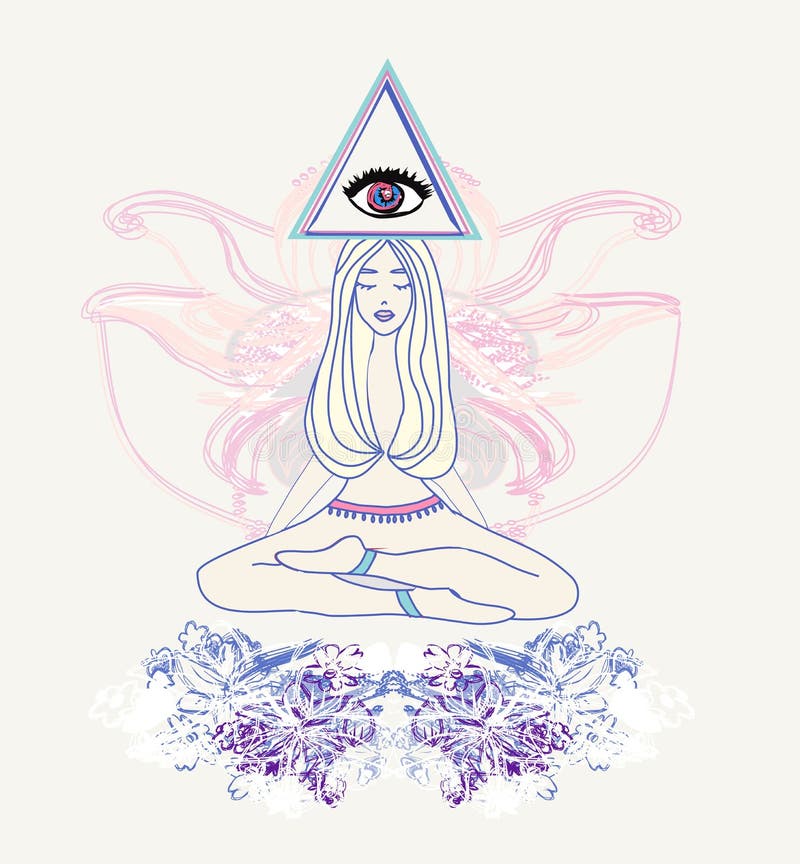 Woman with Third Eye, Psychic Supernatural Senses Stock Vector ...