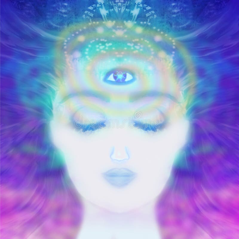Woman with Third Eye, Psychic Supernatural Senses Stock Illustration ...