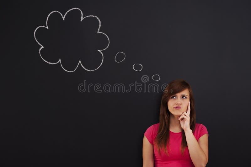 Woman with thought bubble stock photo. Image of looking - 31684304