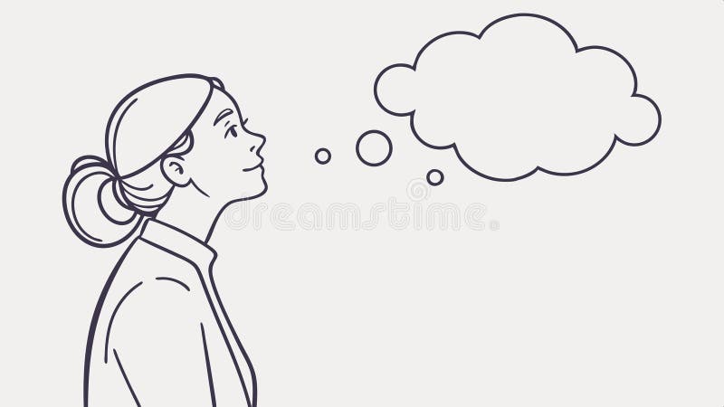 Woman in Thought, Profile with Empty Speech Bubble Vector, Vector ...