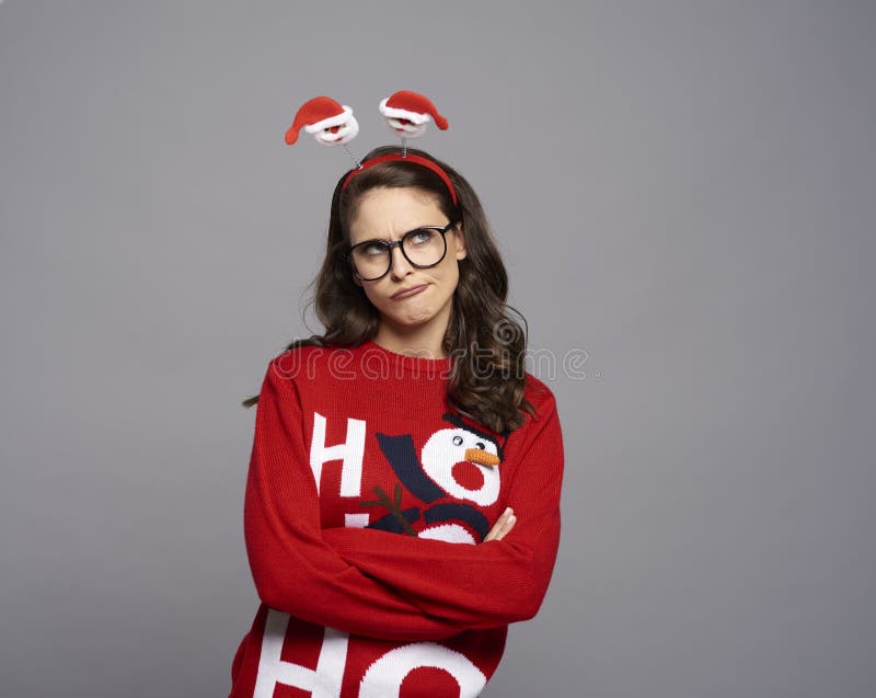 Nerd Woman with Thoughtful Face Expression Stock Photo - Image of geek ...